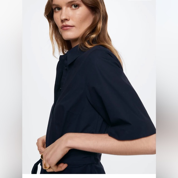 Mango | Dresses | Mng By Mango Navy Blue Front Tie Midi Dress Nwt ...